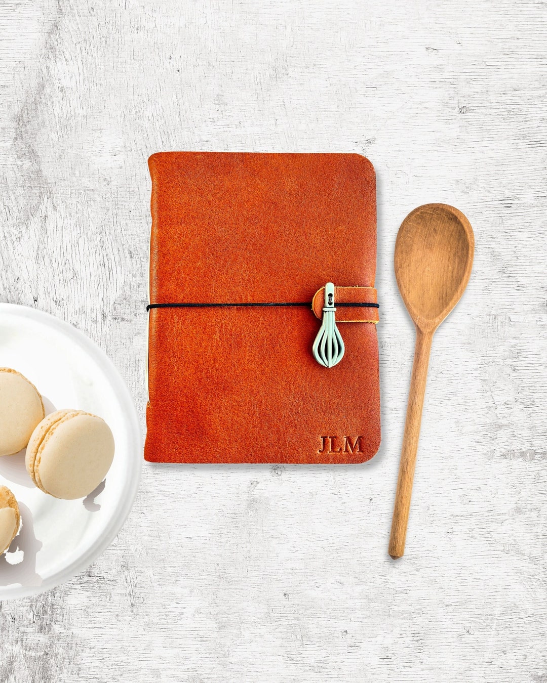 Personalized Leather Recipe Book in Rust With Whisk, Custom Leather ...