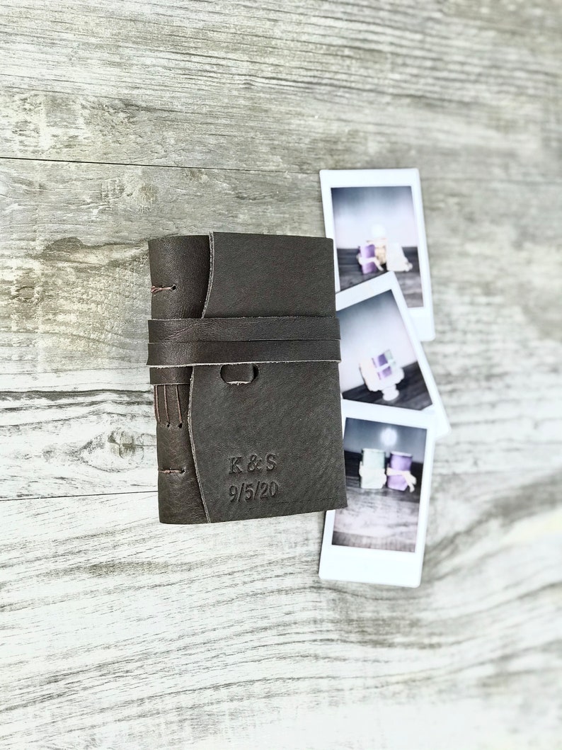 Mini Leather Photo Album Personalized Custom Title Page | Etsy