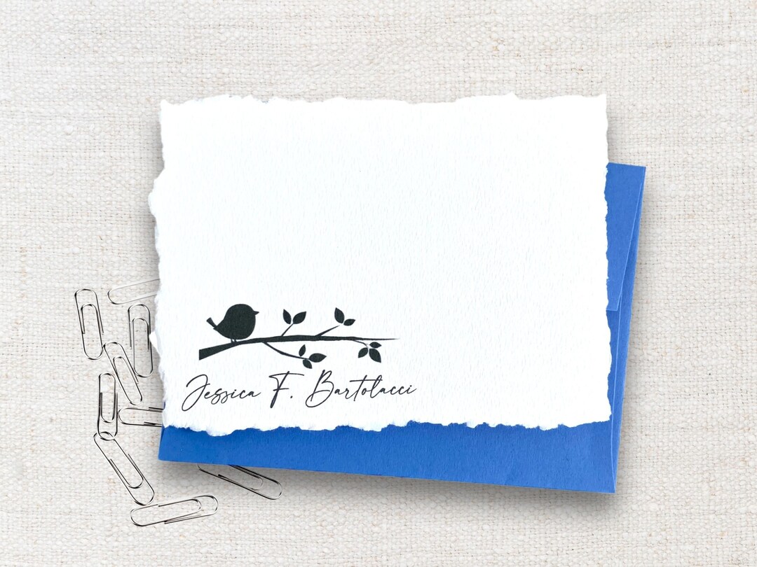 Personalized Deckle Edge Note Cards & Envelopes, Deckled Notecard Set ...