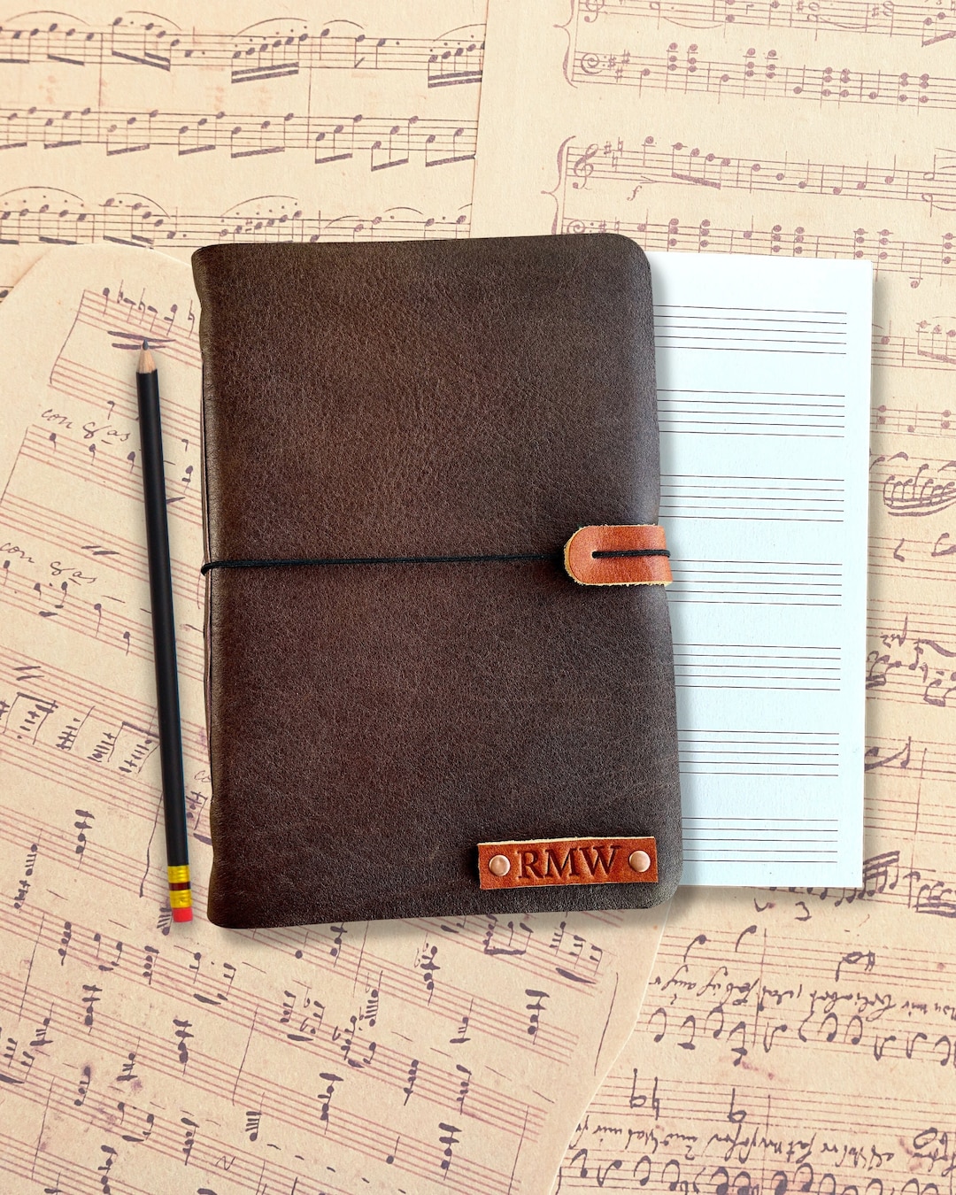 Personalized Dark Brown Leather Music Journal Song Writing Journal ...