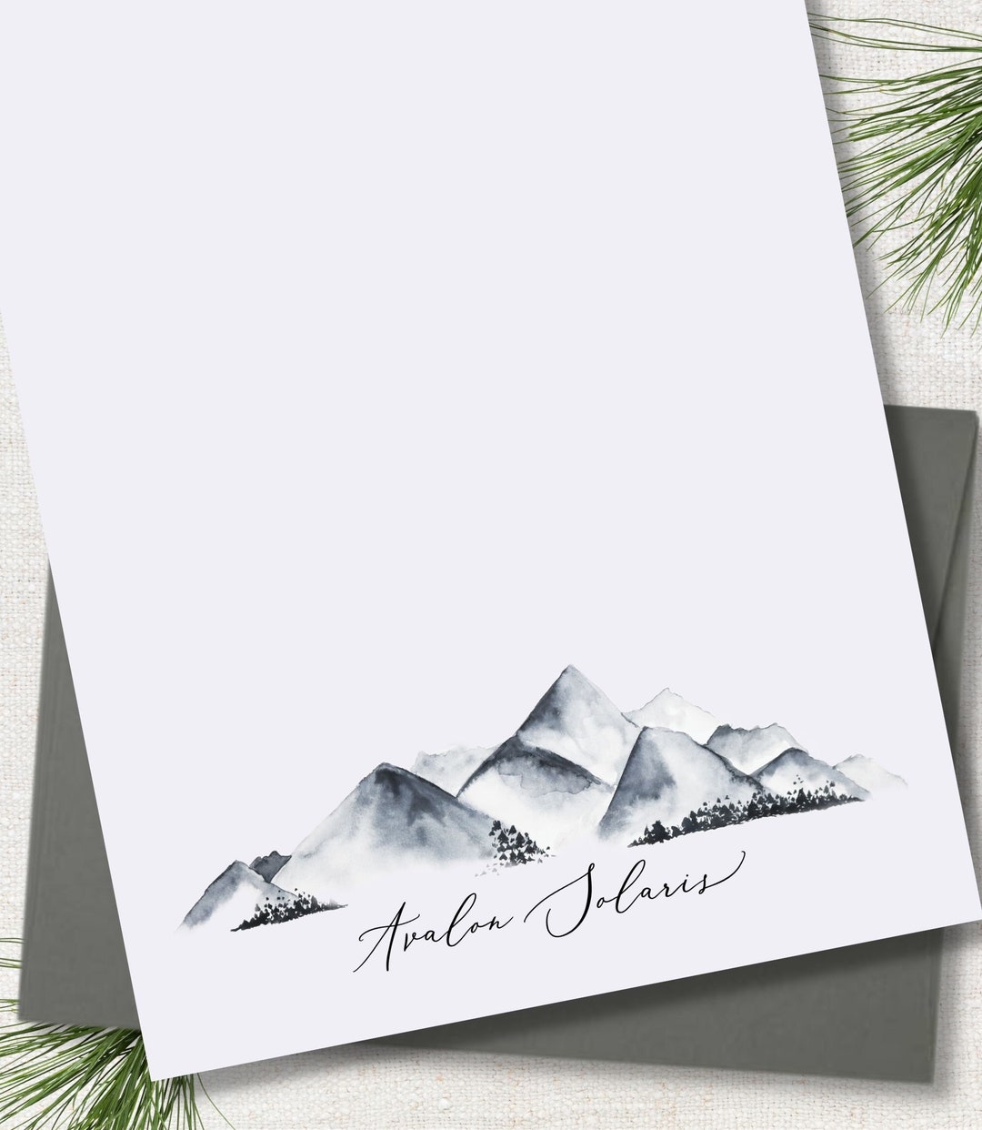 Mountain Letter Writing Stationery Set Personalized Perfect - Etsy