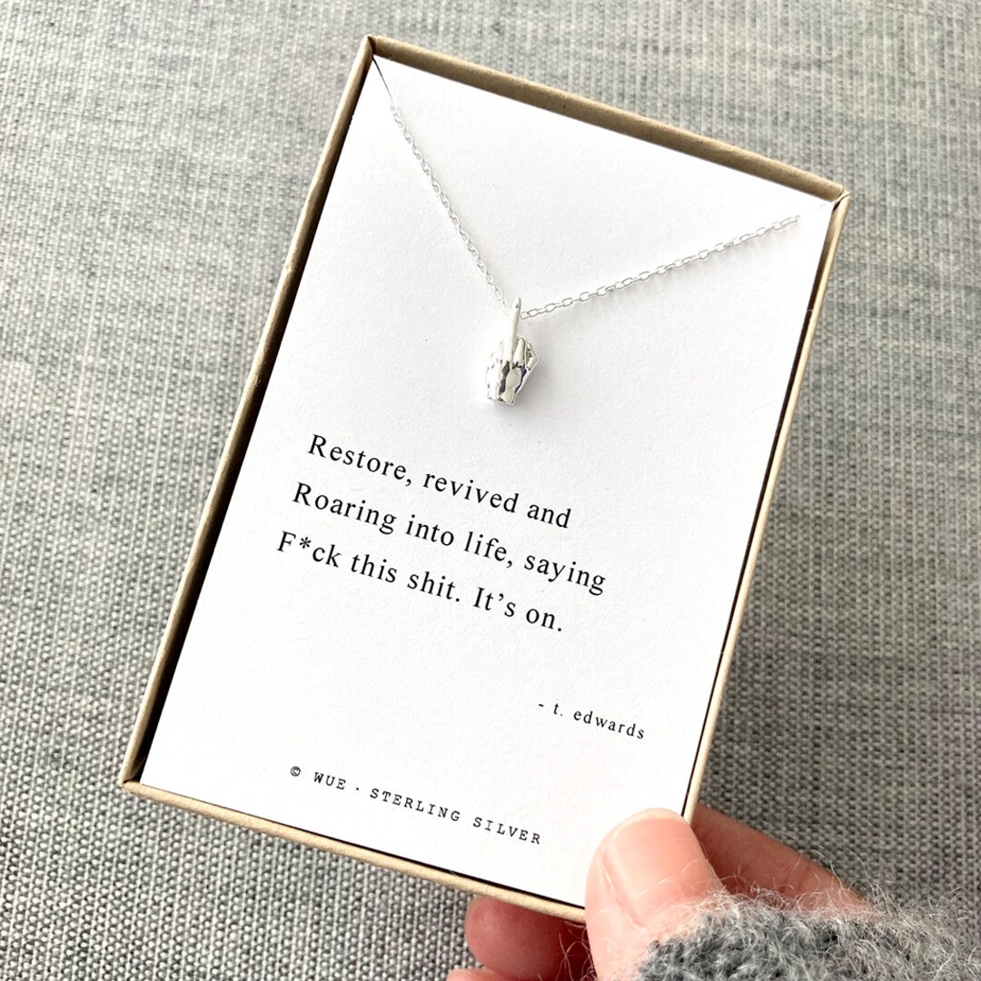 Sterling Silver Middle Finger Necklace: Defiant Haiku Poem Gift - Etsy