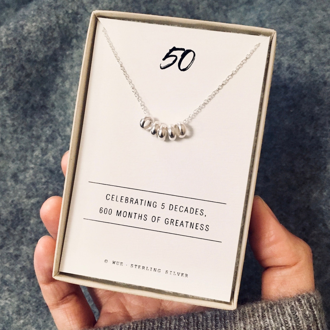 50th Birthday Sterling Silver Necklace: Five Decade Gift - Etsy UK