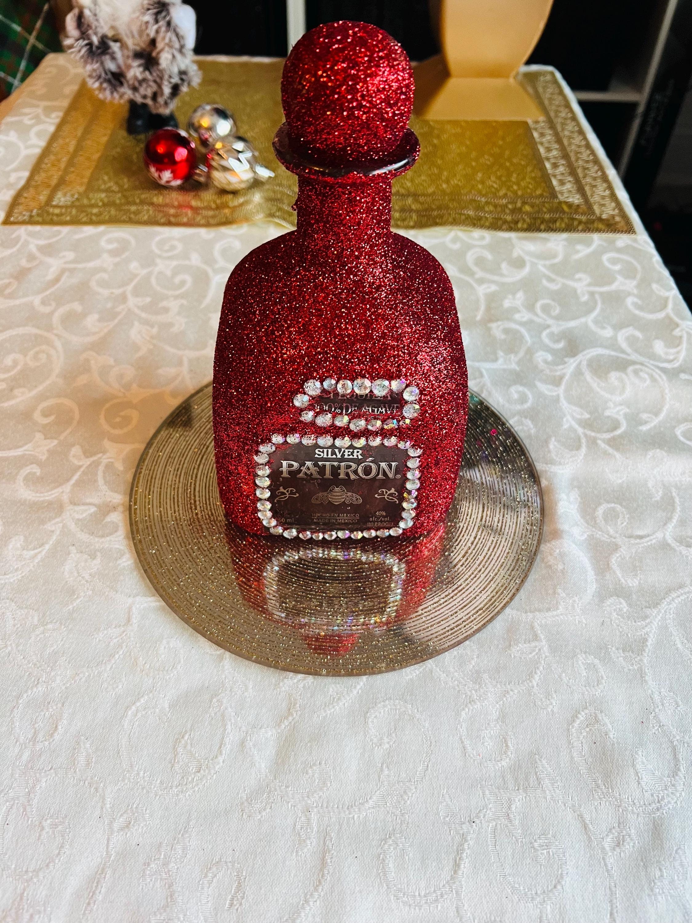 Red Patron Glitter Christmas Collectible Glass Bottle - Etsy
