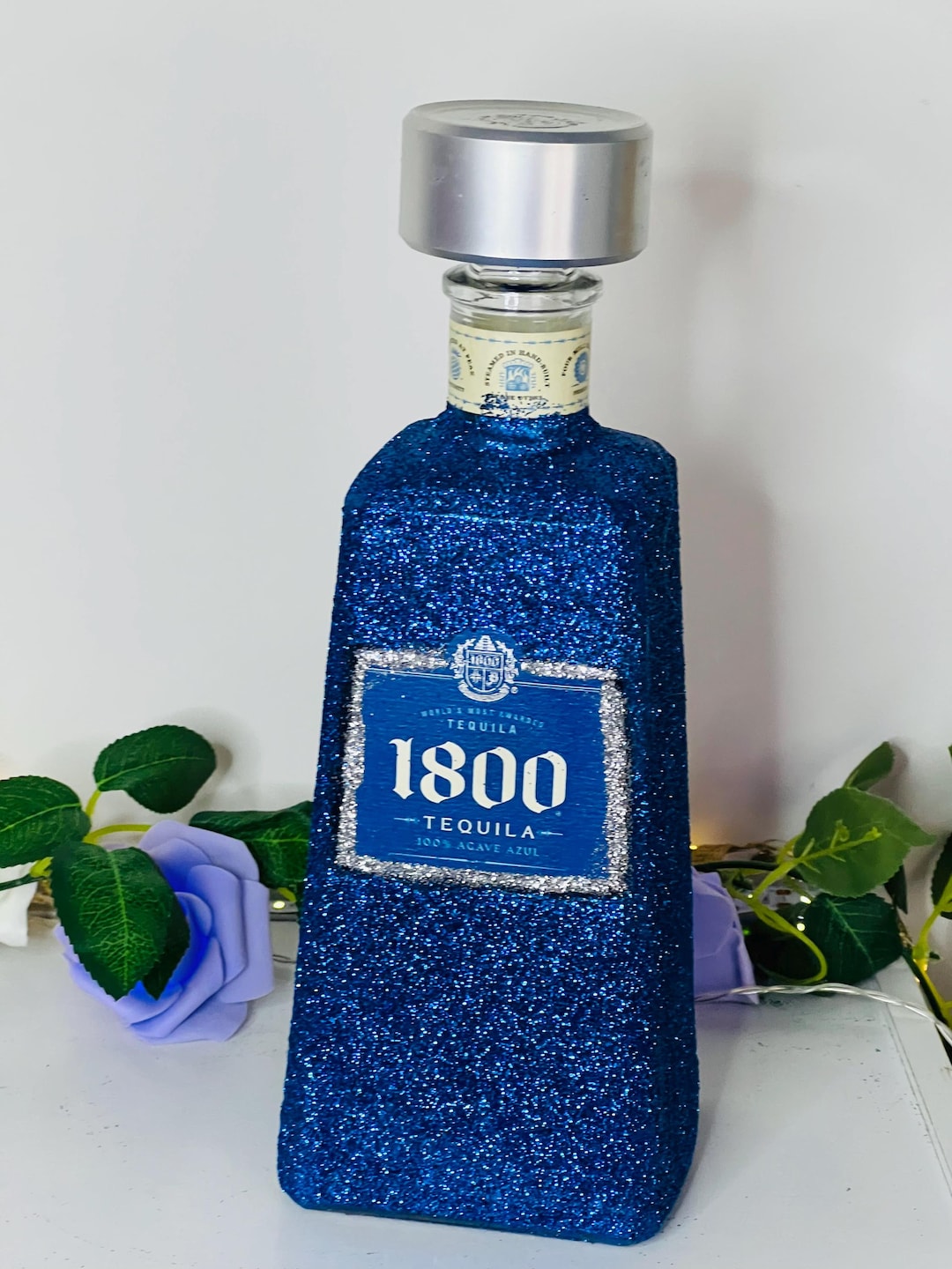1800 Blue Glitter Tequila Bottle - Etsy
