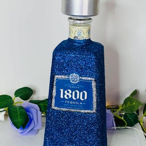 1800 Blue Glitter Tequila Bottle - Etsy