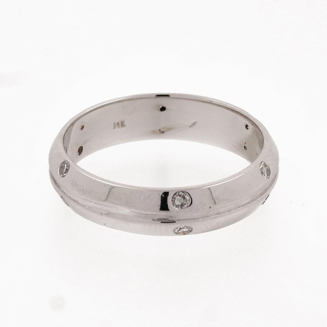 Gypsy Set Diamond Wide Eternity Band Ring 14K White Gold 0.36 CTW ...