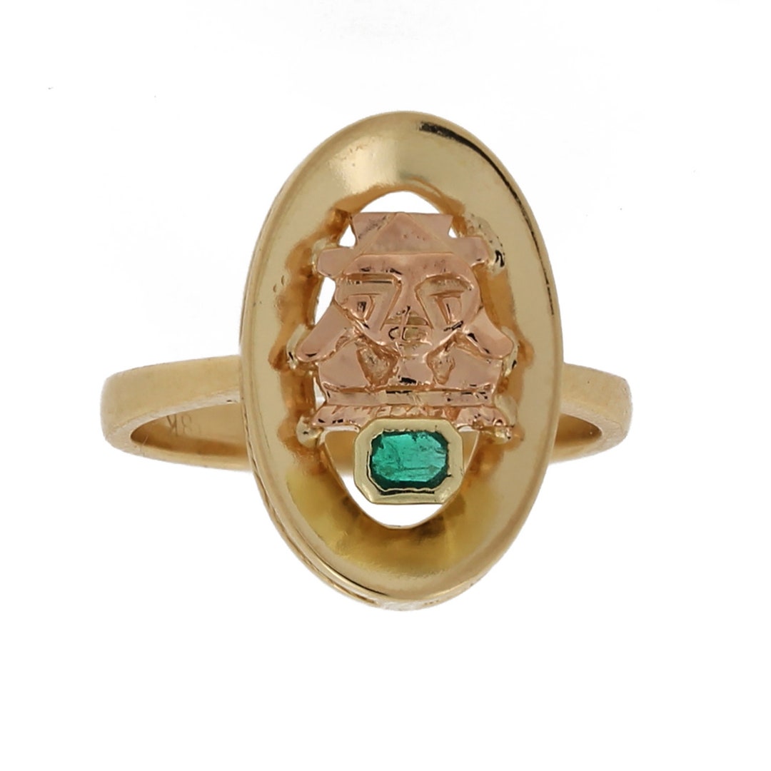 Vintage Emerald Inca Ring 18K Yellow Gold 0.10 CTW Gemstone - Etsy