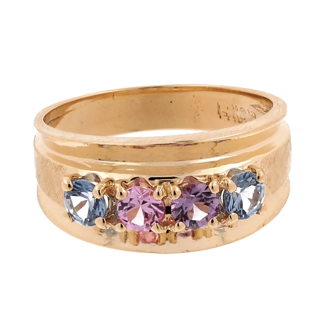 Vintage 4-stone Multi-colored Topaz Gemstone Ring 10K Yellow Gold Size ...