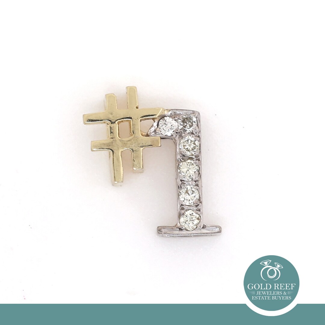 Number 1 Diamond Charm Pendant 14K Gold 0.10 TW 0.40 - Etsy