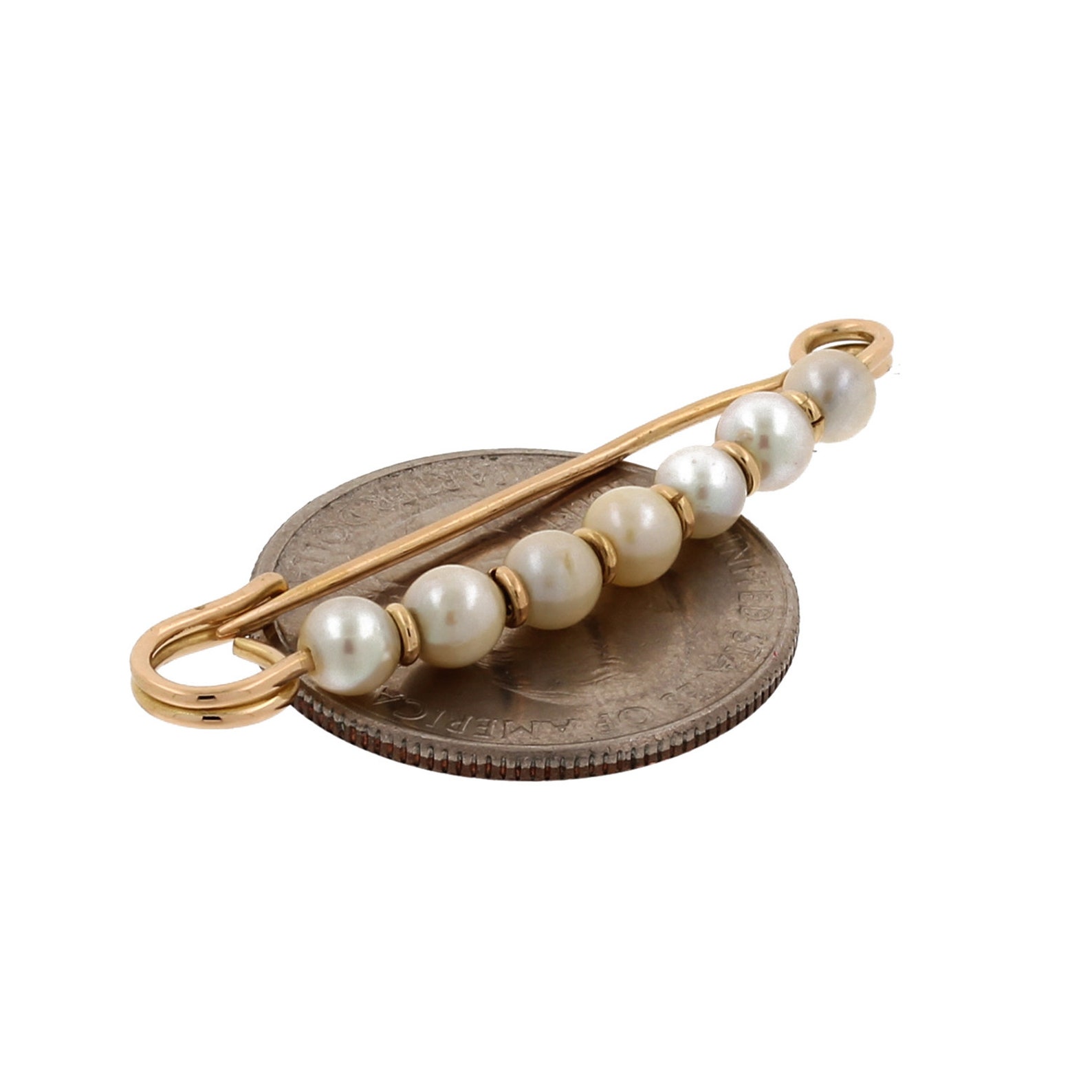 Cultured Pearl Safety Pin Brooch Diaper Pin 18K Yellow Gold Vintage Estate 1.75 - Etsy