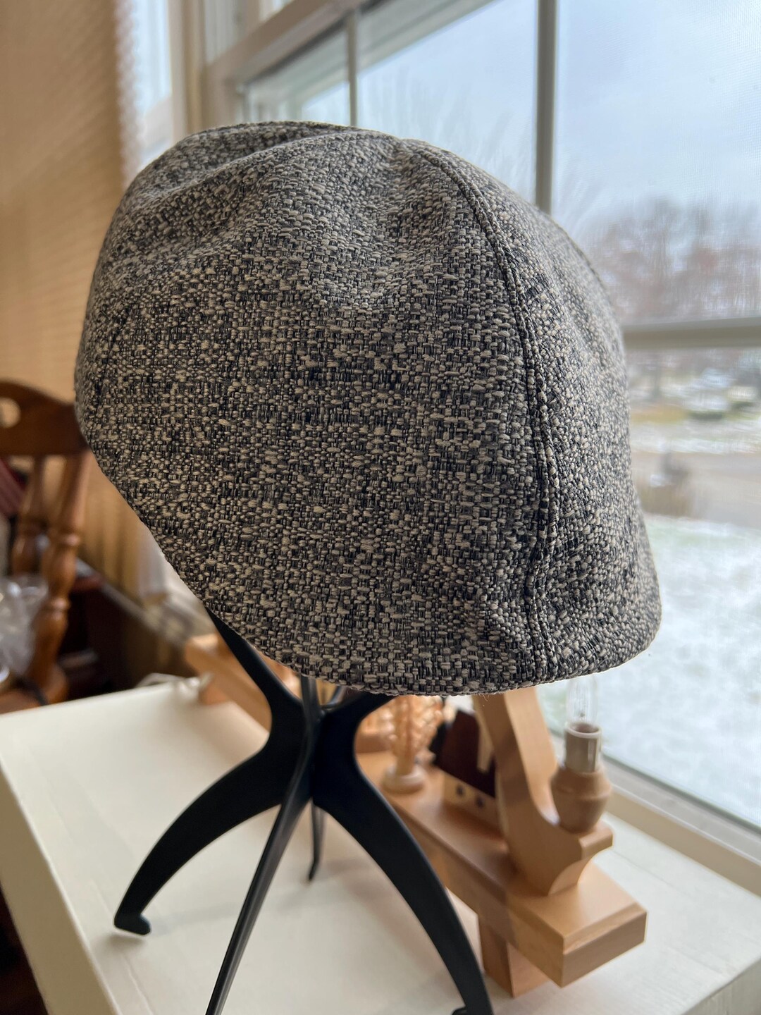 Flat Cap, 6 Panel, Grey/cream Color. Fitted, Size 7 1/8. USA Made. - Etsy