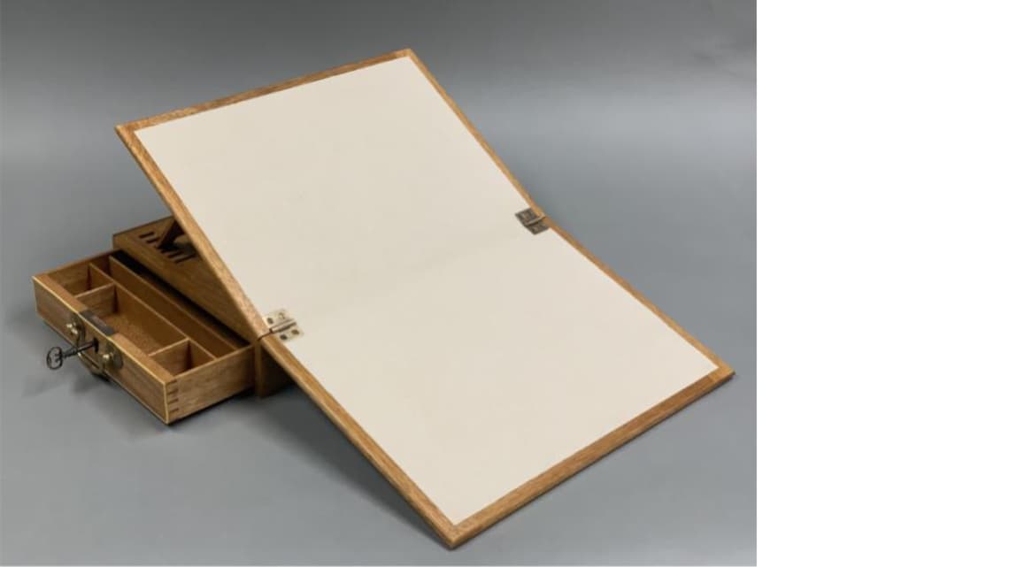 Left Handed! Thomas Jefferson Portable Writing Desk Mahogany Case With ...