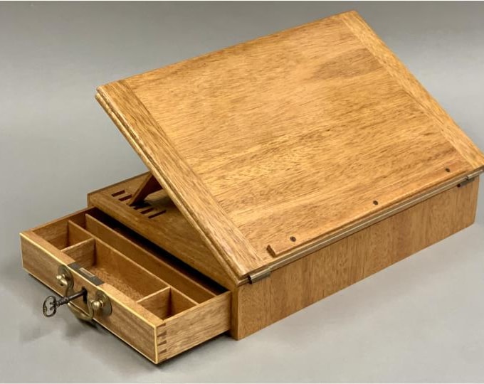 Left Handed! Thomas Jefferson Portable Writing Desk Mahogany Case With ...