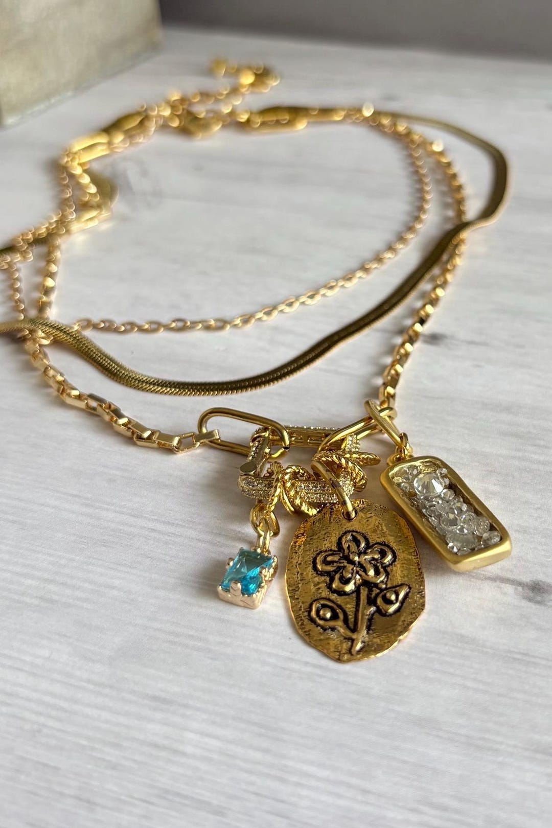 Multi Strand Gold Chain Necklace,layered Gold Charms Necklace With ...