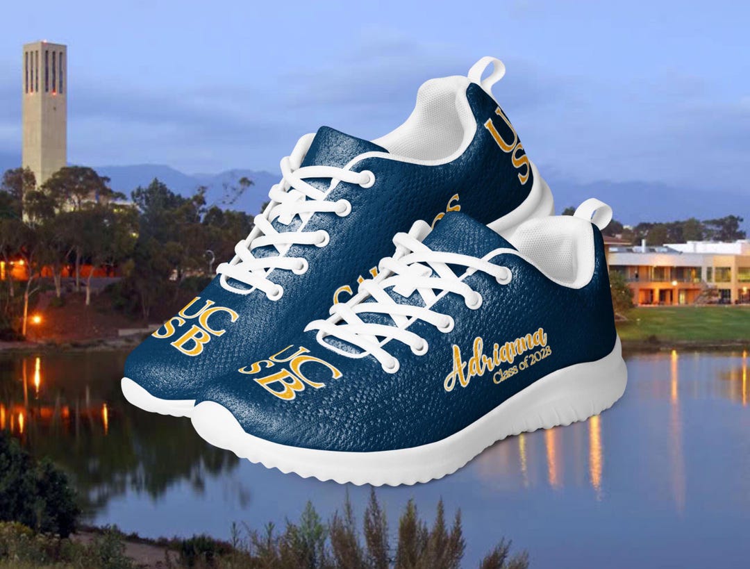 UCSB Womens Blue Athletic Shoe, With Gold Lettering, Personalized Name ...