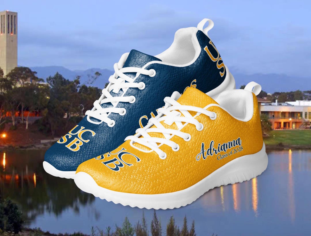 UCSB Women’s Athletic Shoes Blue/gold School Colors, Personalized Name ...