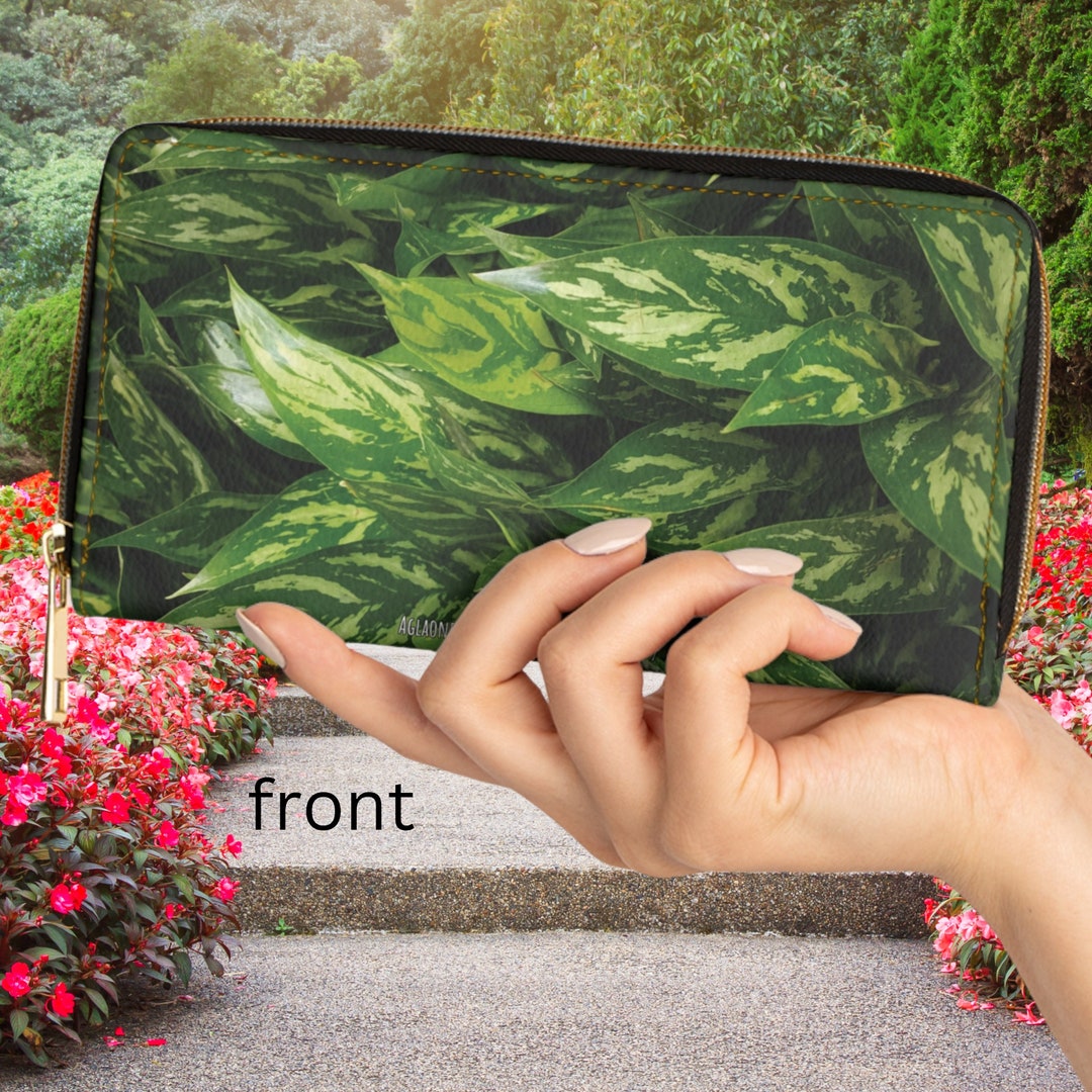 Aglaonema Plant Zipper Wallet, Brilliant Green Plant Wallet, Gift for ...