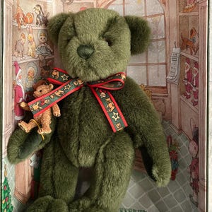 Gund Christmas Green Fur Teddy Bear- 1998 Gund Christmas Collectible - Etsy