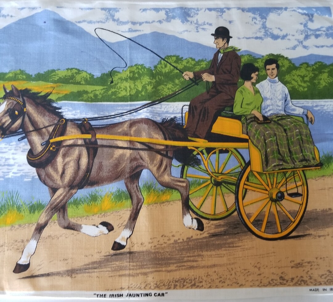 Tea Towel - Vintage - "the Irish Jaunting Car" - Horse - Kennedy - Etsy