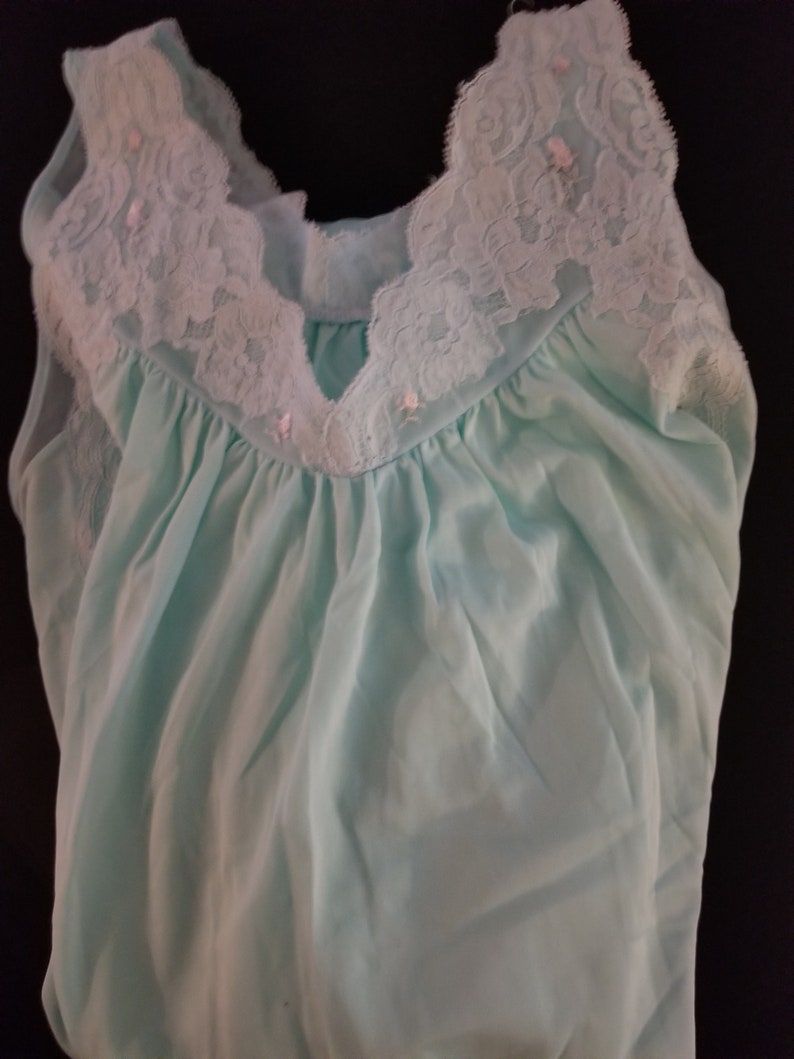 Sliky Nightgown Light Blue Set With Lace by Shadowline - Etsy