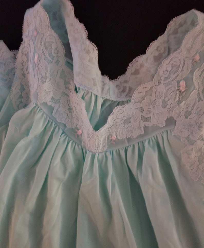 Sliky Nightgown Light Blue Set With Lace by Shadowline - Etsy