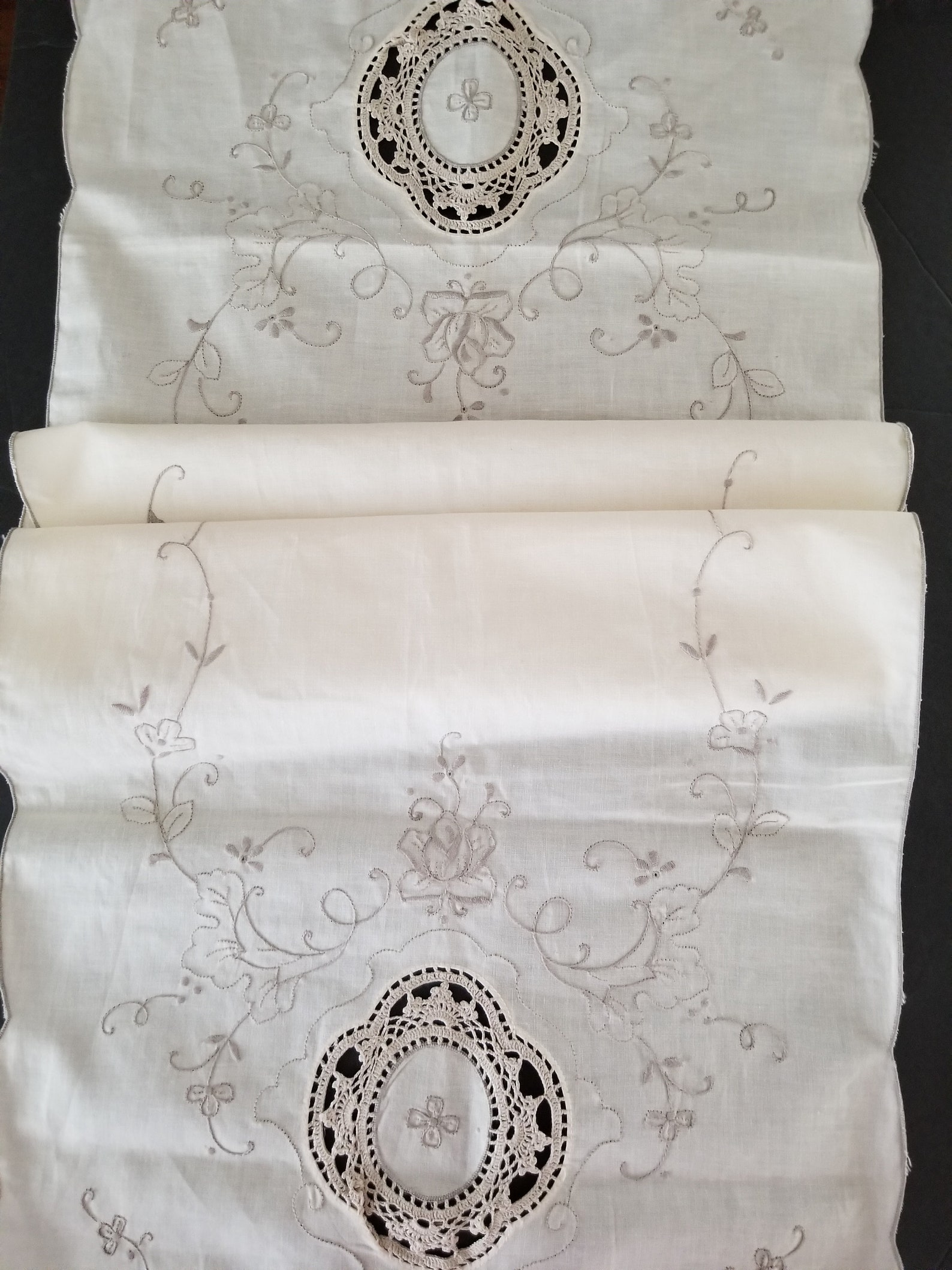 Table Runners - Linen With Embroidery, Cutwork & Crochet - Etsy
