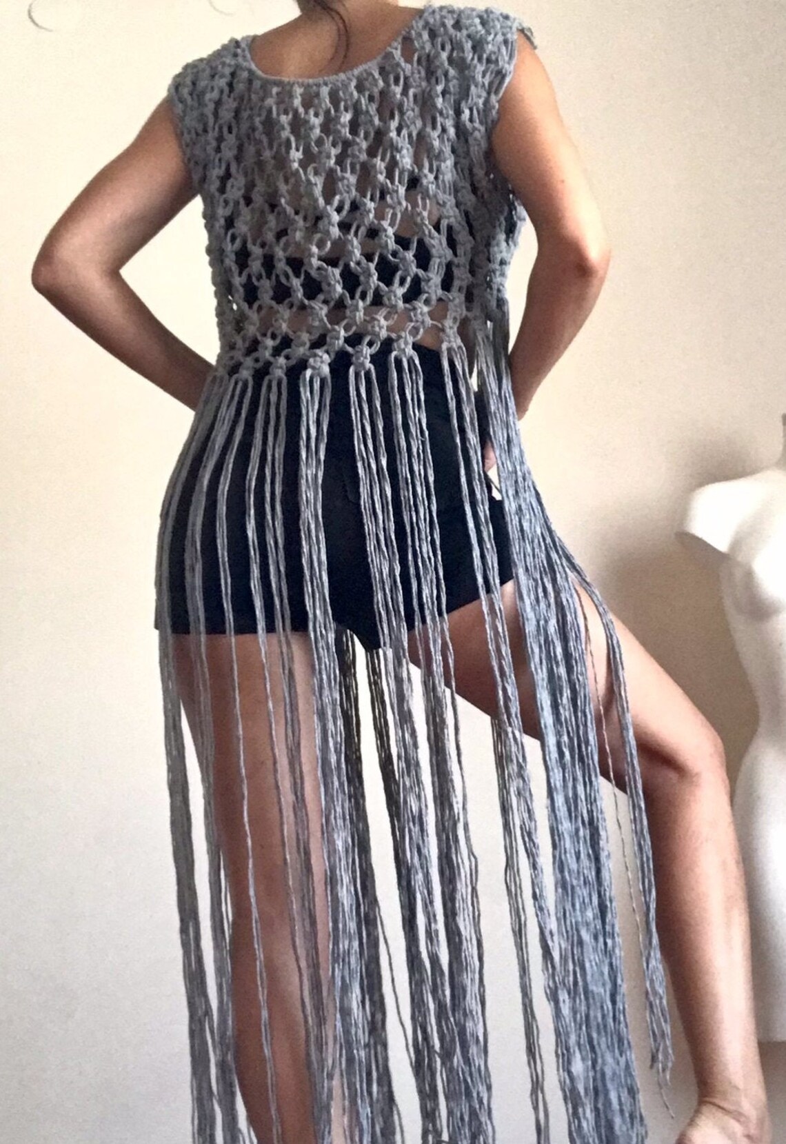 Macrame Vest Top 100% Cotton/ Music Festival Macrame Jacket/ Handmade ...