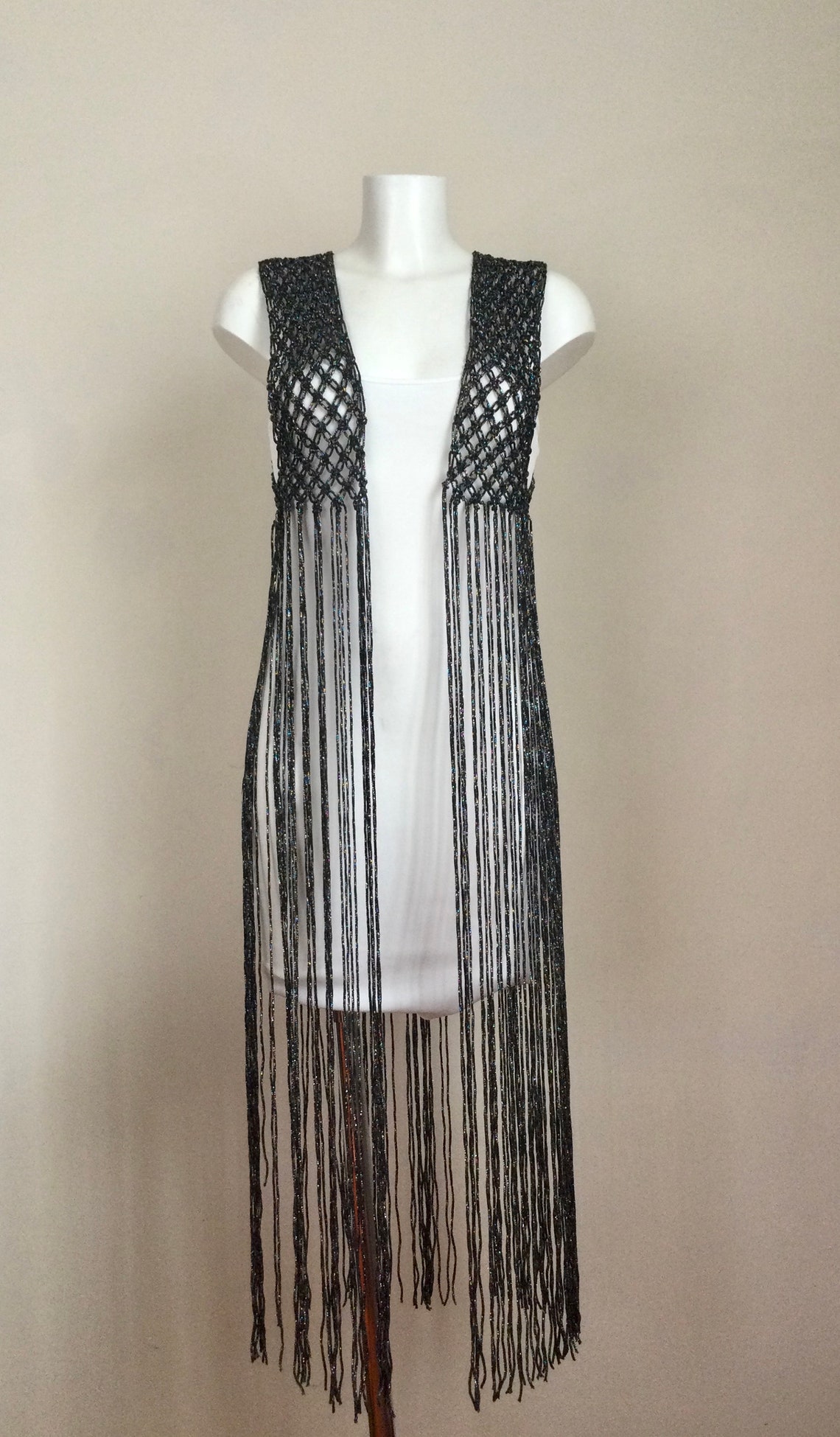 Lurex Macrame Fringe Vest/ Music Festival Top/ Boho Style Vest/ Gift ...