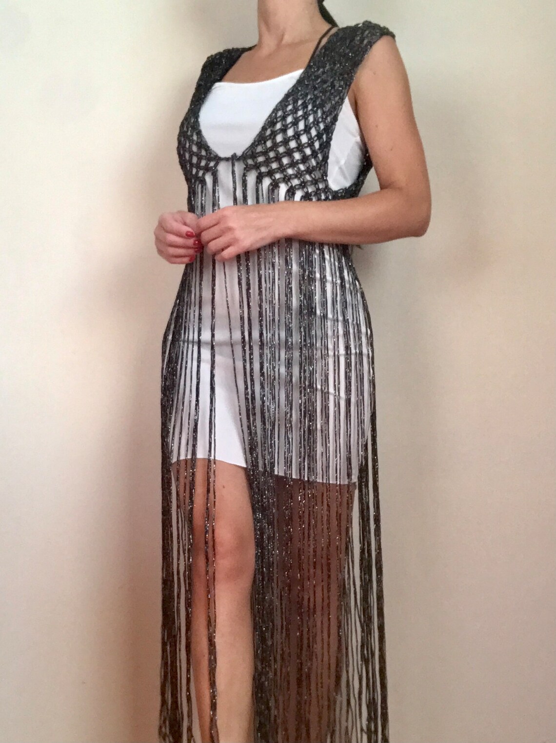 Lurex Macrame Fringe Vest/ Music Festival Top/ Boho Style Vest/ Gift ...