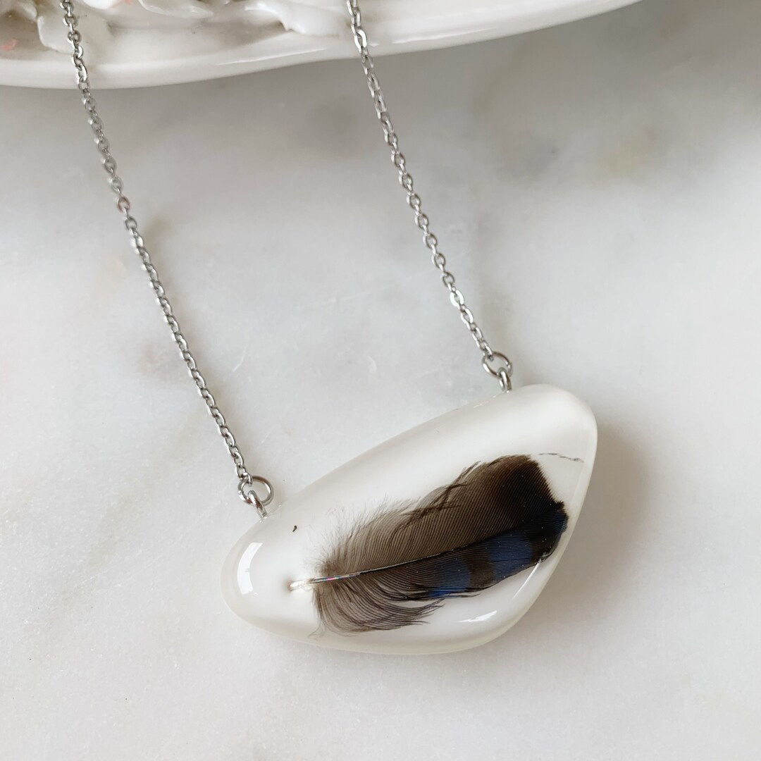 Real Blue Jay Feather Necklace, Taxidermy, Natural Necklace, Boho ...