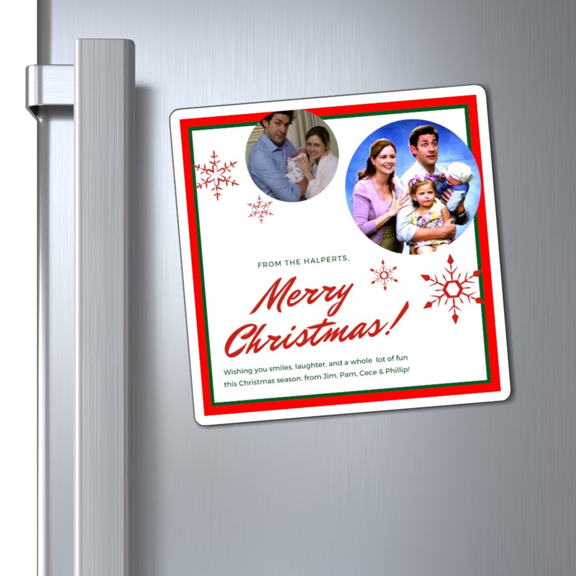 The Office Halpert Christmas Card Magnet Jim and Pam - Etsy