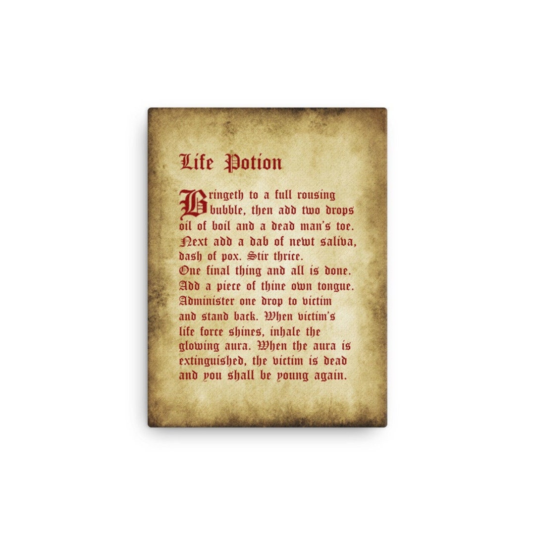 Hocus Pocus Life Potion Canvas Print - Hocus Pocus Movie Halloween Wall ...