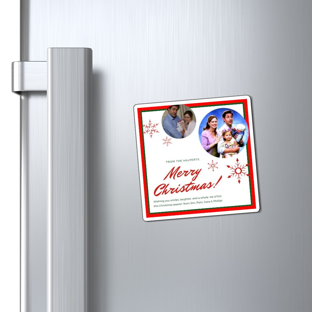 The Office Halpert Christmas Card Magnet Jim and Pam - Etsy