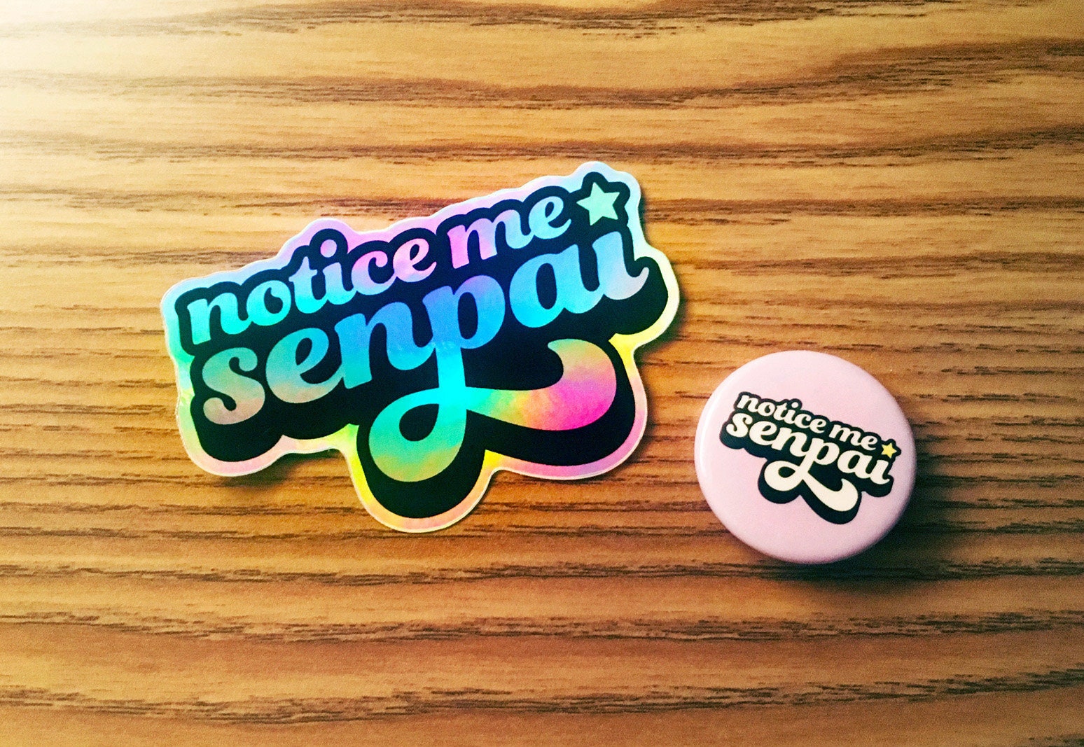 Notice Me Senpai/Best Waifu Holographic Stickers | Etsy