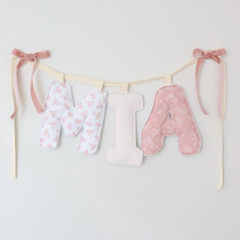 Custom Name Banner Nursery Decoration Fabric Letters Garland Baby Room ...