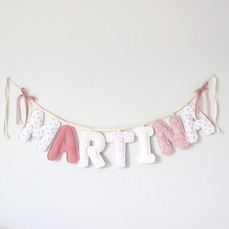 Custom Name Banner Nursery Decoration Fabric Letters Garland Baby Room ...