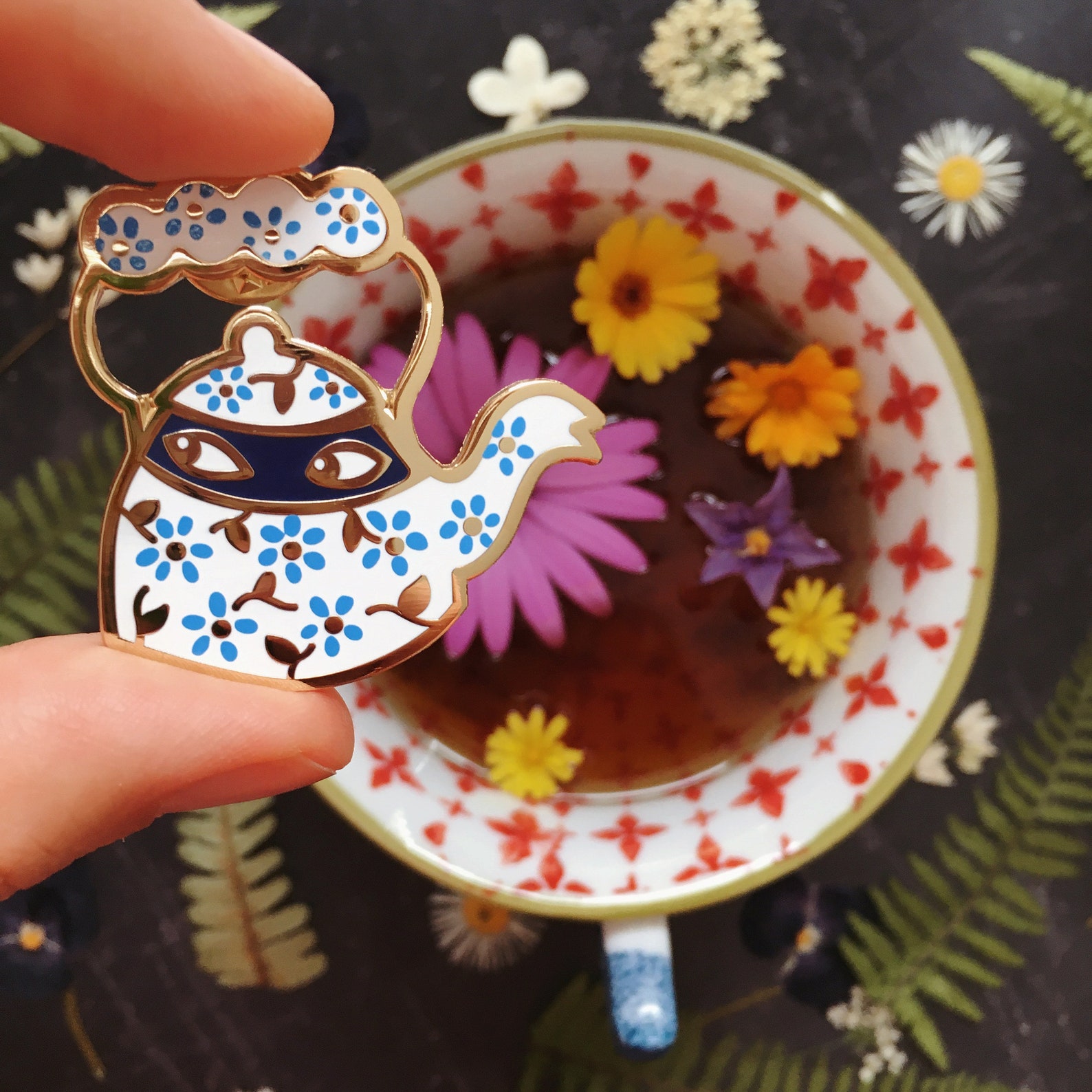 Magical Teapot Enamel Pin / Whimsical Tea Pin / Tea Brooch / - Etsy