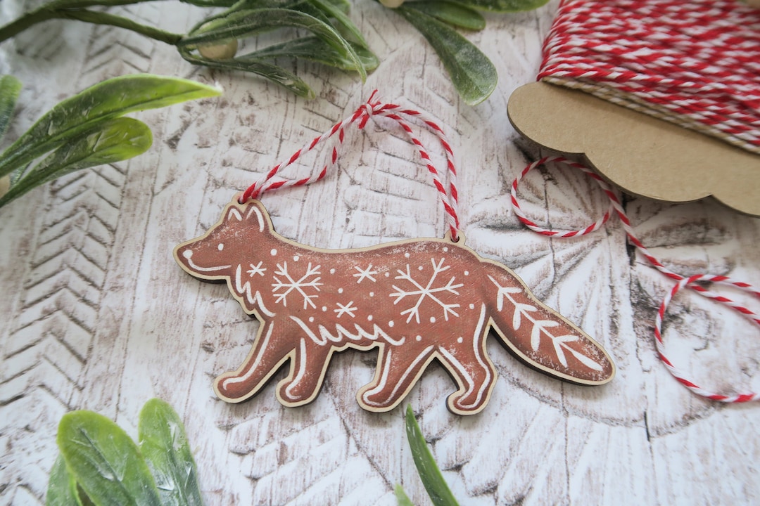 Gingerbread Fox Wooden Decoration / Christmas Tree Ornament / Winter ...