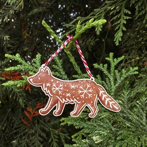 Gingerbread Fox Wooden Decoration / Christmas Tree Ornament / Winter ...