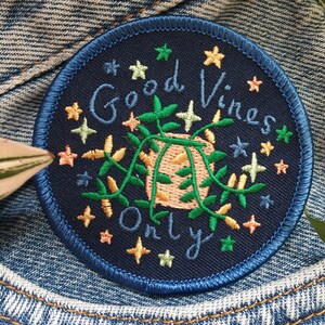 Set of Two Positive Plant Patches / Embroidered Patches / Self Care ...