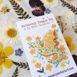 Buttercup the Dragon Pin /silver Nickel Hard Enamel Pin / Mythical ...