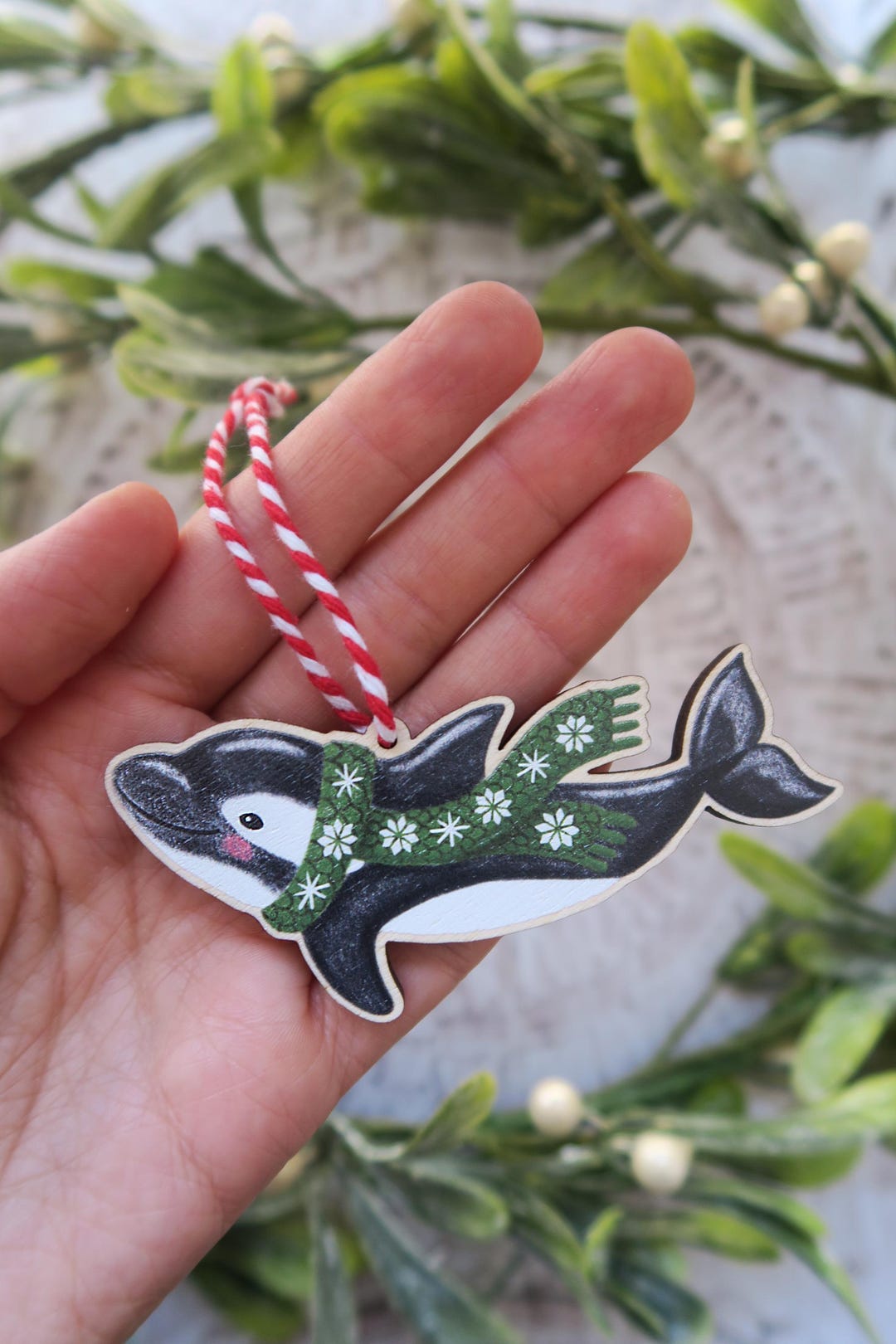 Orca Whale Wooden Decoration / Ocean Animals / Christmas Tree Ornament ...