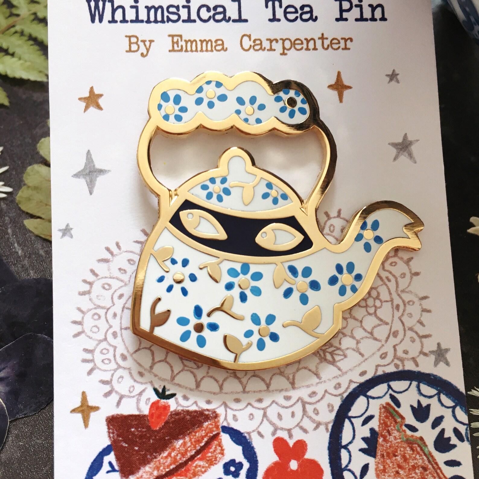 Set of 2 Whimsical Tea Enamel Pins / Magical Teapot Pin / Floral Teacup ...