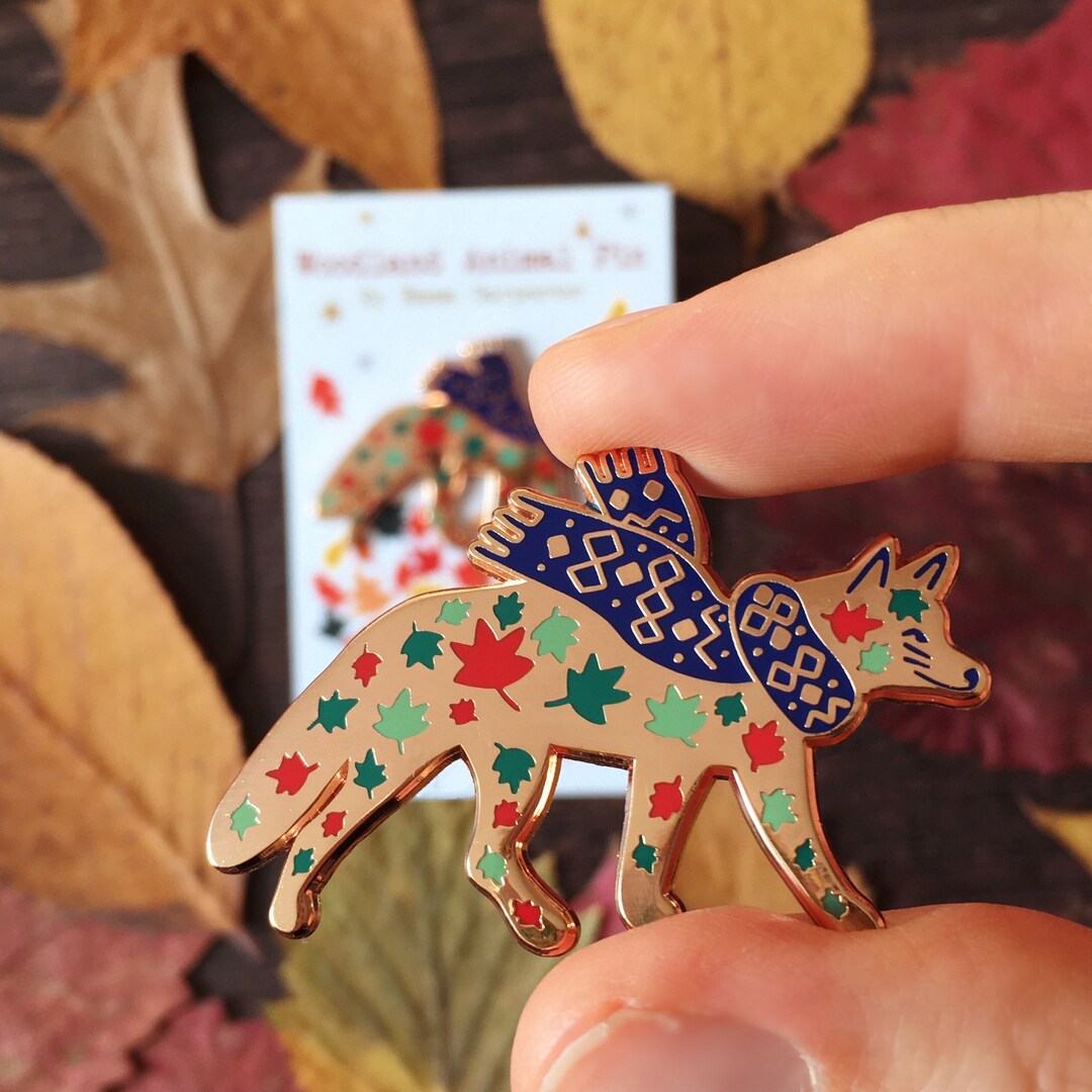 Fox in Scarf Enamel Pin / Woodland Animal Pin / Cosy Season Autumn Fall ...