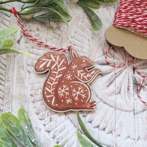 Gingerbread Squirrel Wooden Decoration / Christmas Tree Ornament ...