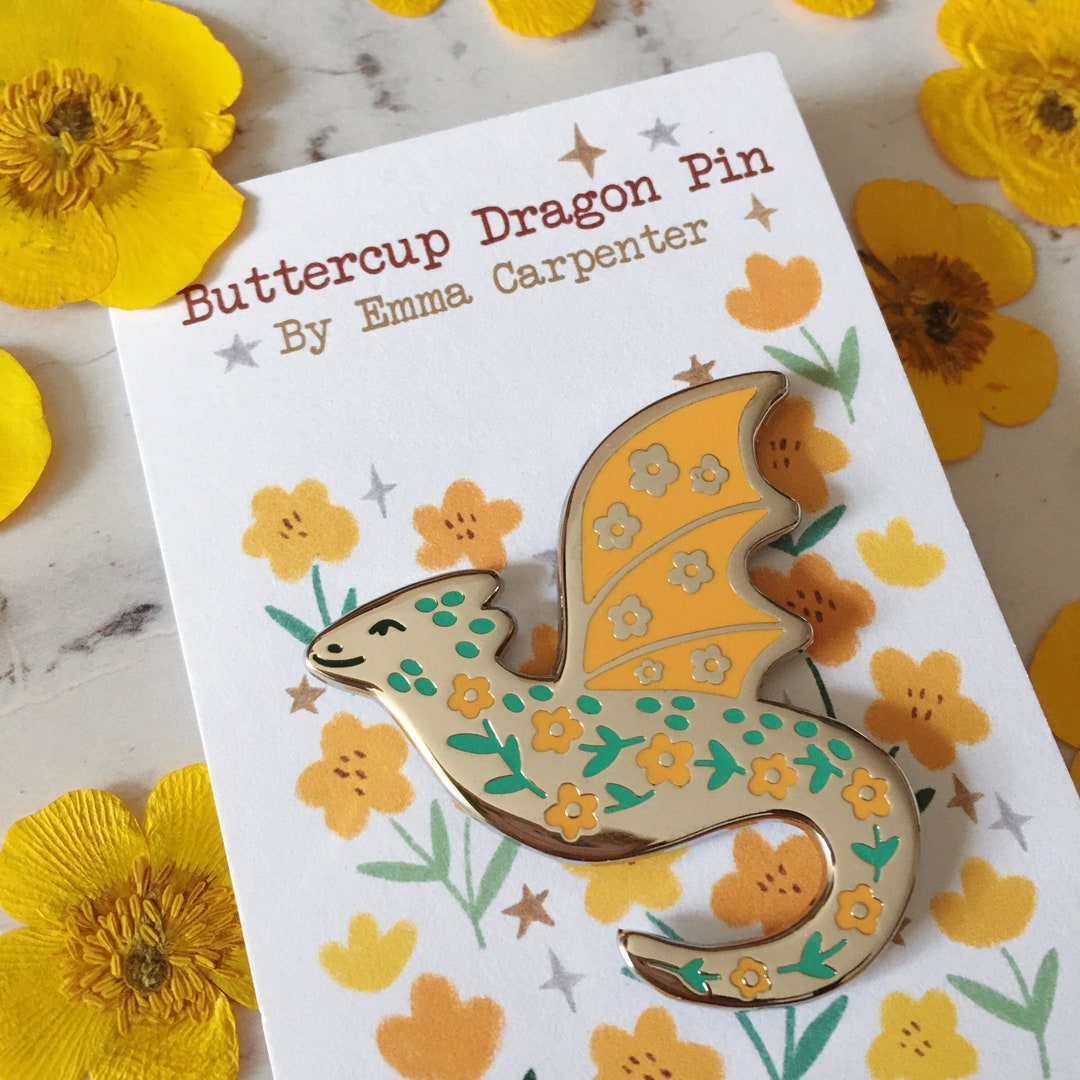 Buttercup the Dragon Pin /silver Nickel Hard Enamel Pin / Mythical ...