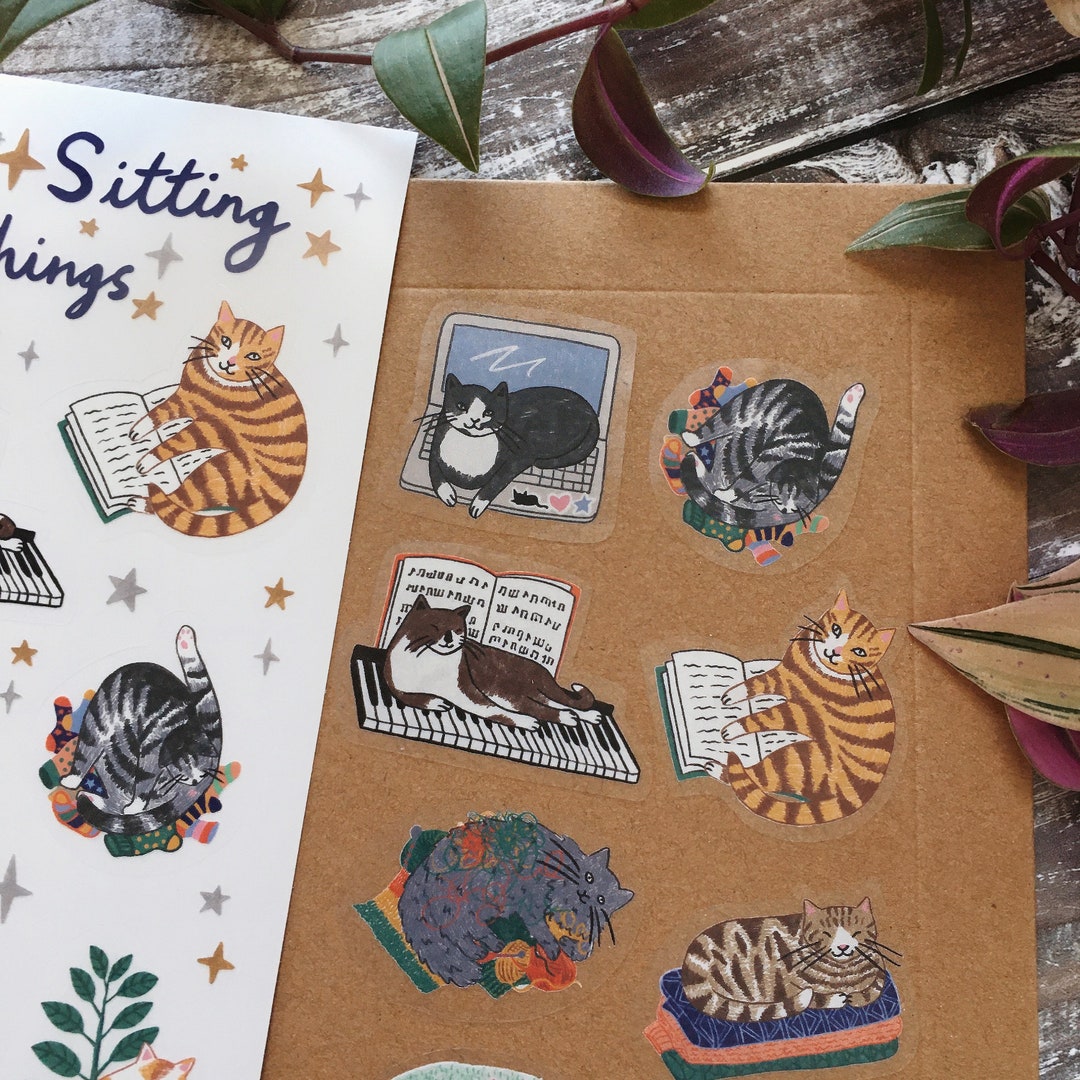 Cats Sitting on Things Sticker Sheet / Cat Stickers / Cat Sticker Sheet ...