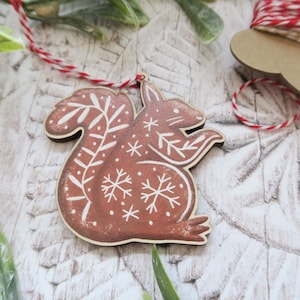 Gingerbread Squirrel Wooden Decoration / Christmas Tree Ornament ...
