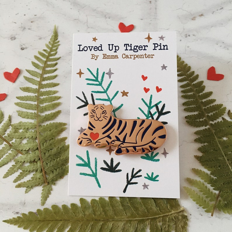 Loved up Tiger Pin / Tiger Enamel Pin / Big Cat / Valentines | Etsy